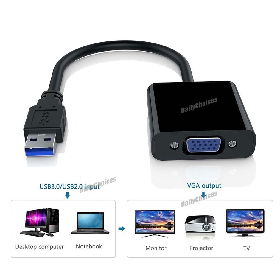 USB3.0 to VGA Video Graphic Card Display External Cable Adapter for Win ...