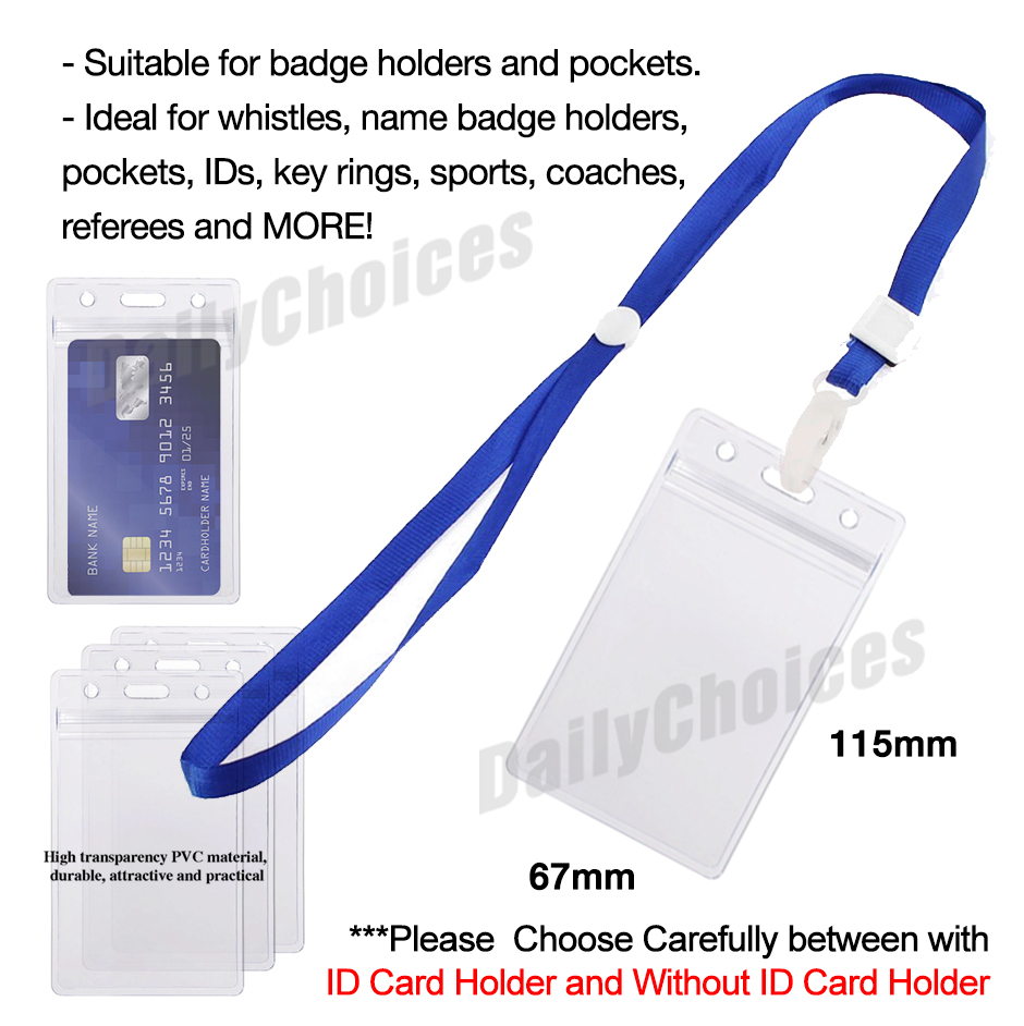 20Pcs Lanyard ID Badge Card Key Holder Ring Case Pocket Neck Strap ...