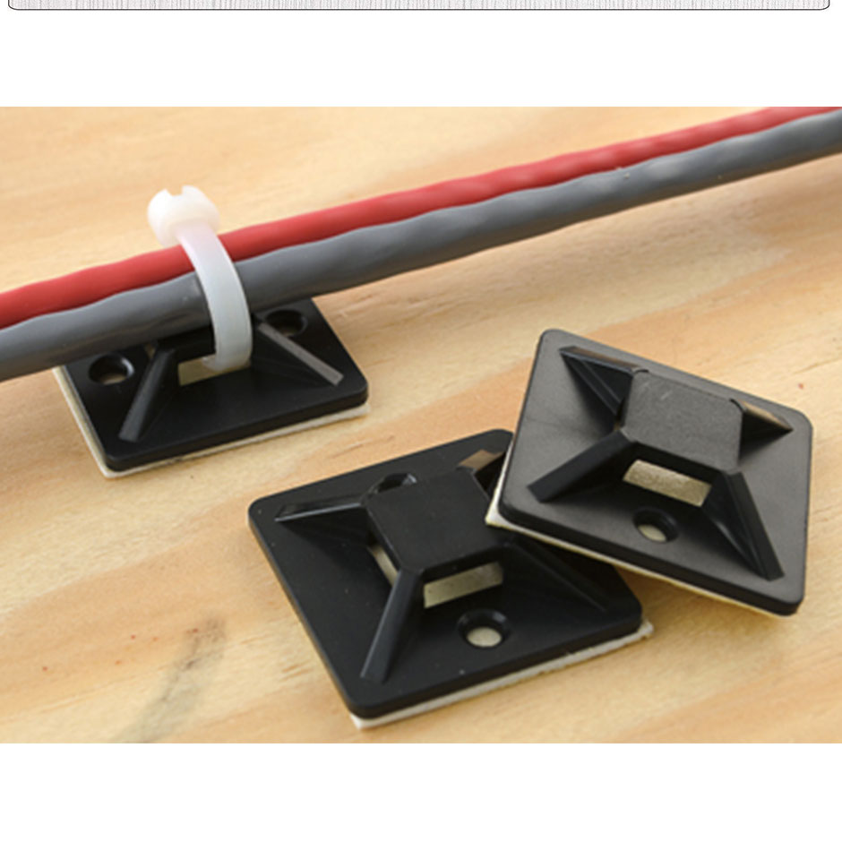 100 200pc Self Adhesive Cable Wire Zip Tie Mounts Base Clamps Clip ...